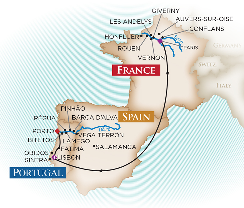 European river cruise and tour to France and Portugal